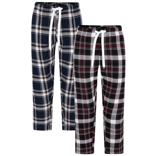 Bigdude Twin Pack Waffle PJ Pants Burgundy/Navy | BigDude