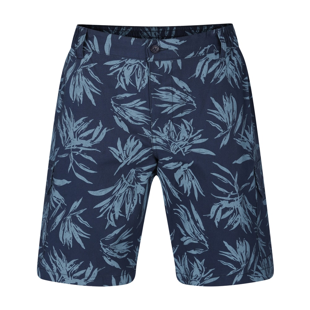 Bigdude Leaf Print Cargo Shorts Blue | BigDude