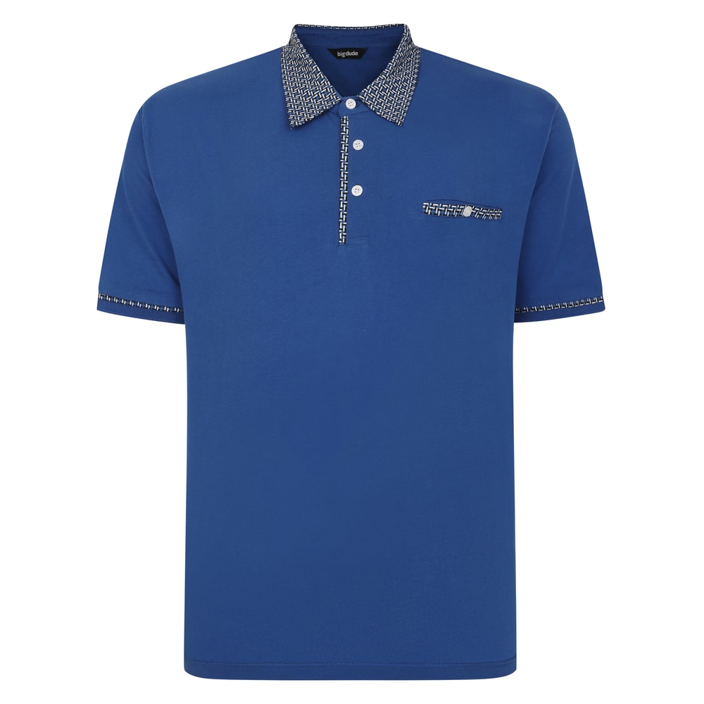 Bigdude Designer Collar Polo Deep Blue Tall | BigDude