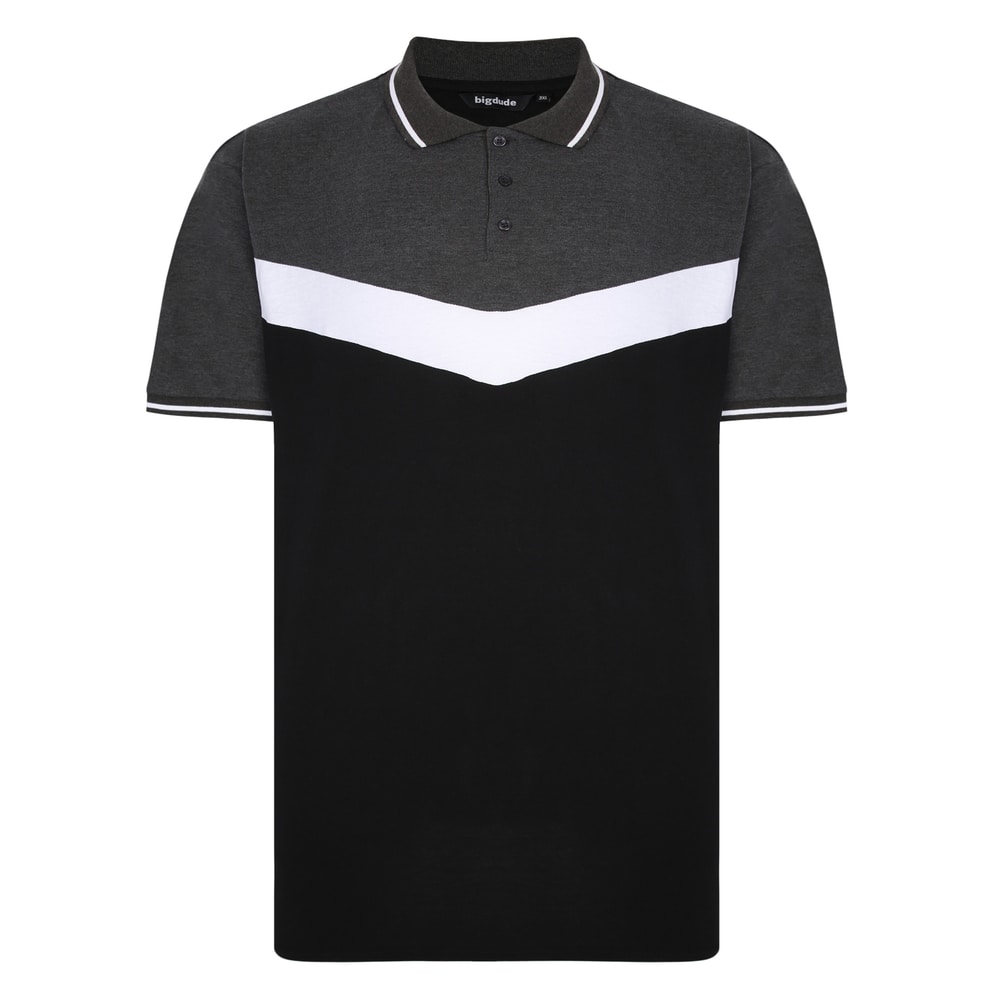 Bigdude Chevron Polo Shirt Black/Charcoal | BigDude