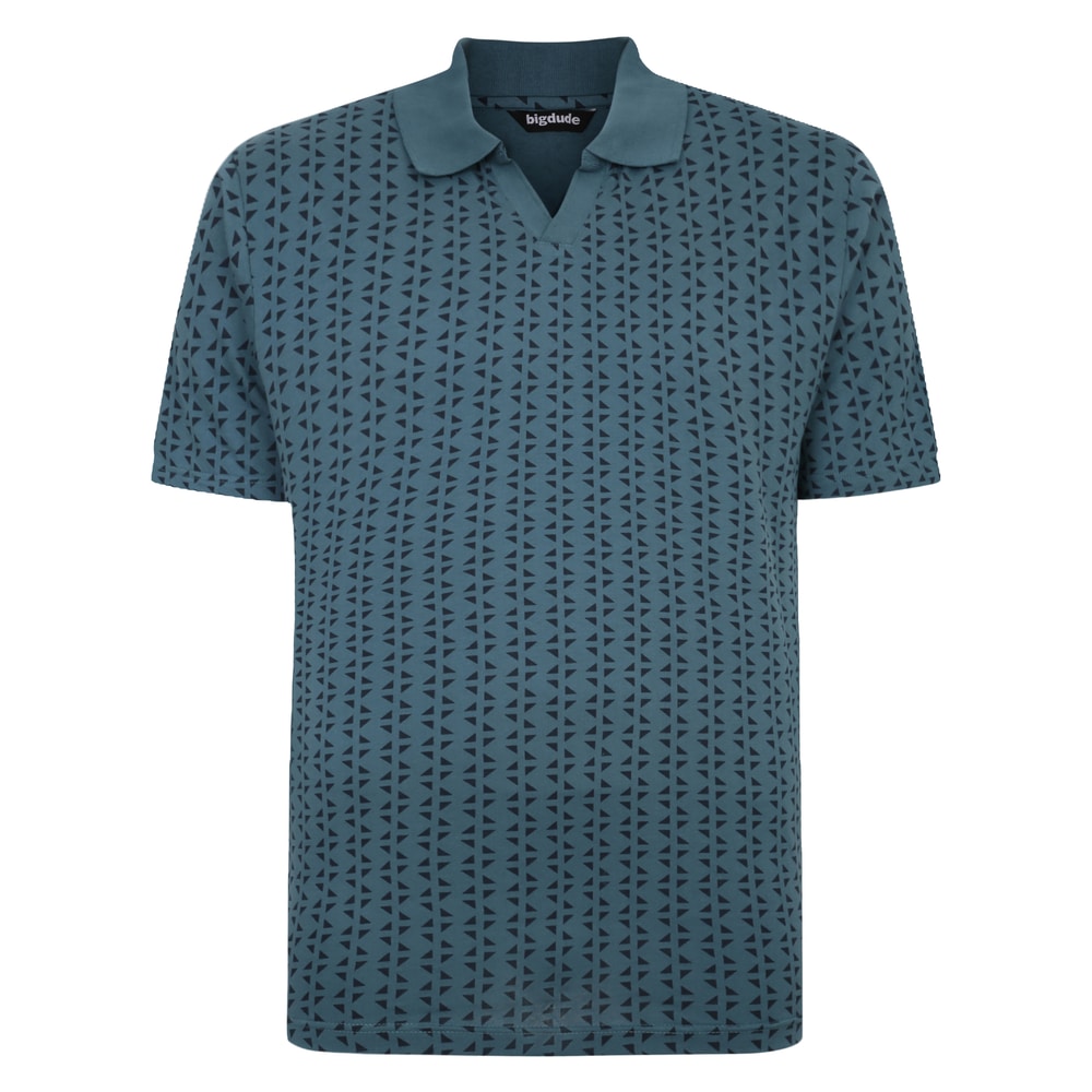 Bigdude Geometric Print Polo Shirt Petrol | BigDude