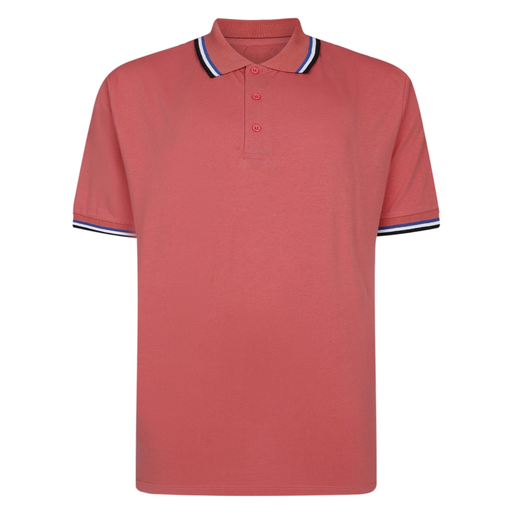 Bigdude Polo With Contrast Tipping Faded Red | BigDude