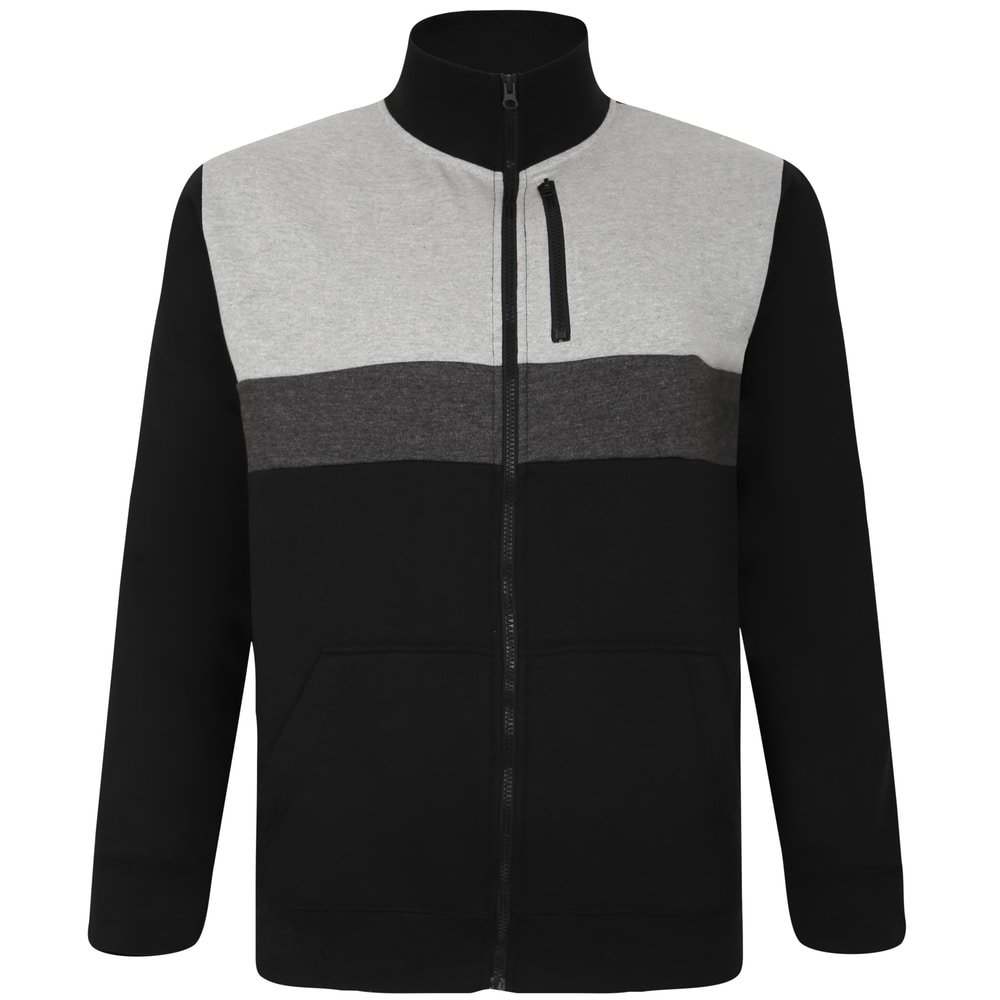 Bigdude Full Zip Colour Block Jacket Black | BigDude